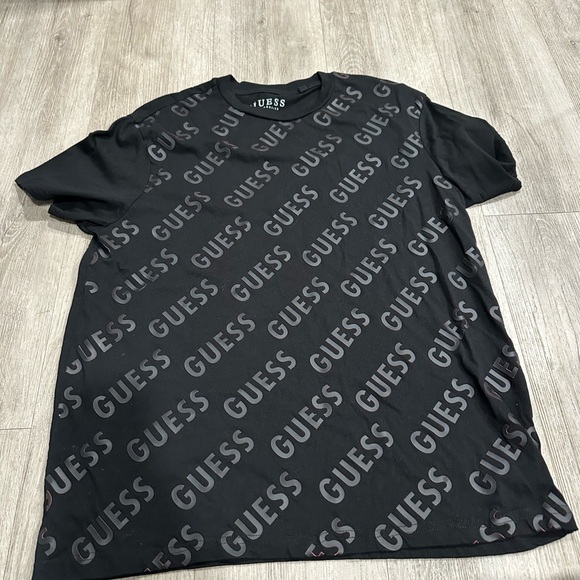 Guess | Shirts | Guess Logo Pattern Black Tshirt | Poshmark